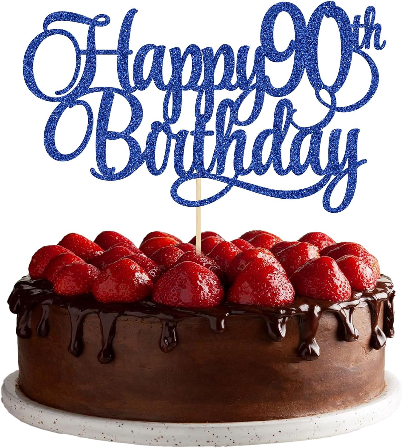 Myst Design 1 Pack Happy 90th Birthday Cake Topper Blue Glitter Number ...