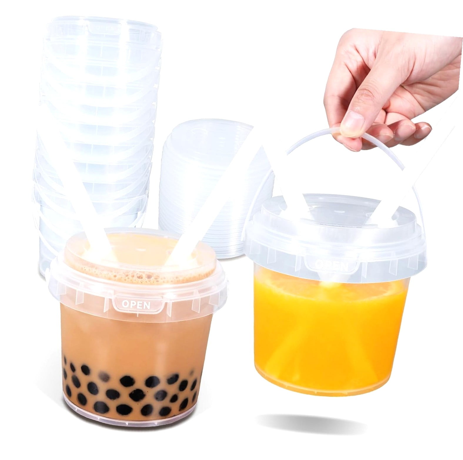 Myst Design 10 Pack 25oz Plastic Drink Buckets with and Straws Clear ...