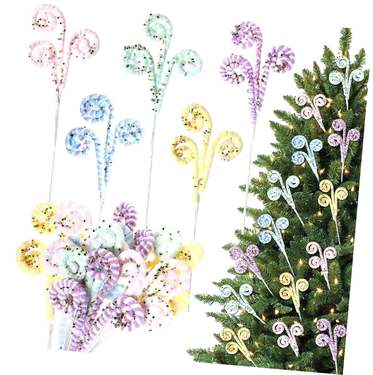 Myst Design 10 Pack Pastel Color Candyland Christmas Tree Picks 14.6 ...