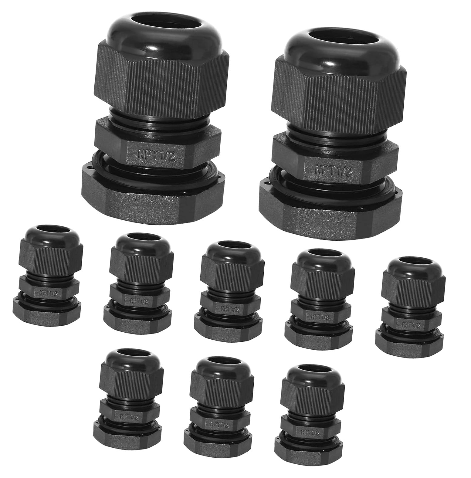Myst Design 10 Pcs 1/2" NPT Nylon Cable Glands, IP68 Cord Grip Cable ...