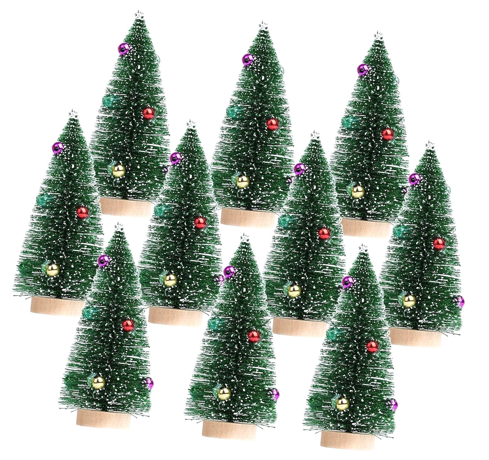 Myst Design 10 Pieces Christmas Trees Small Sisal Trees with Wood Base ...