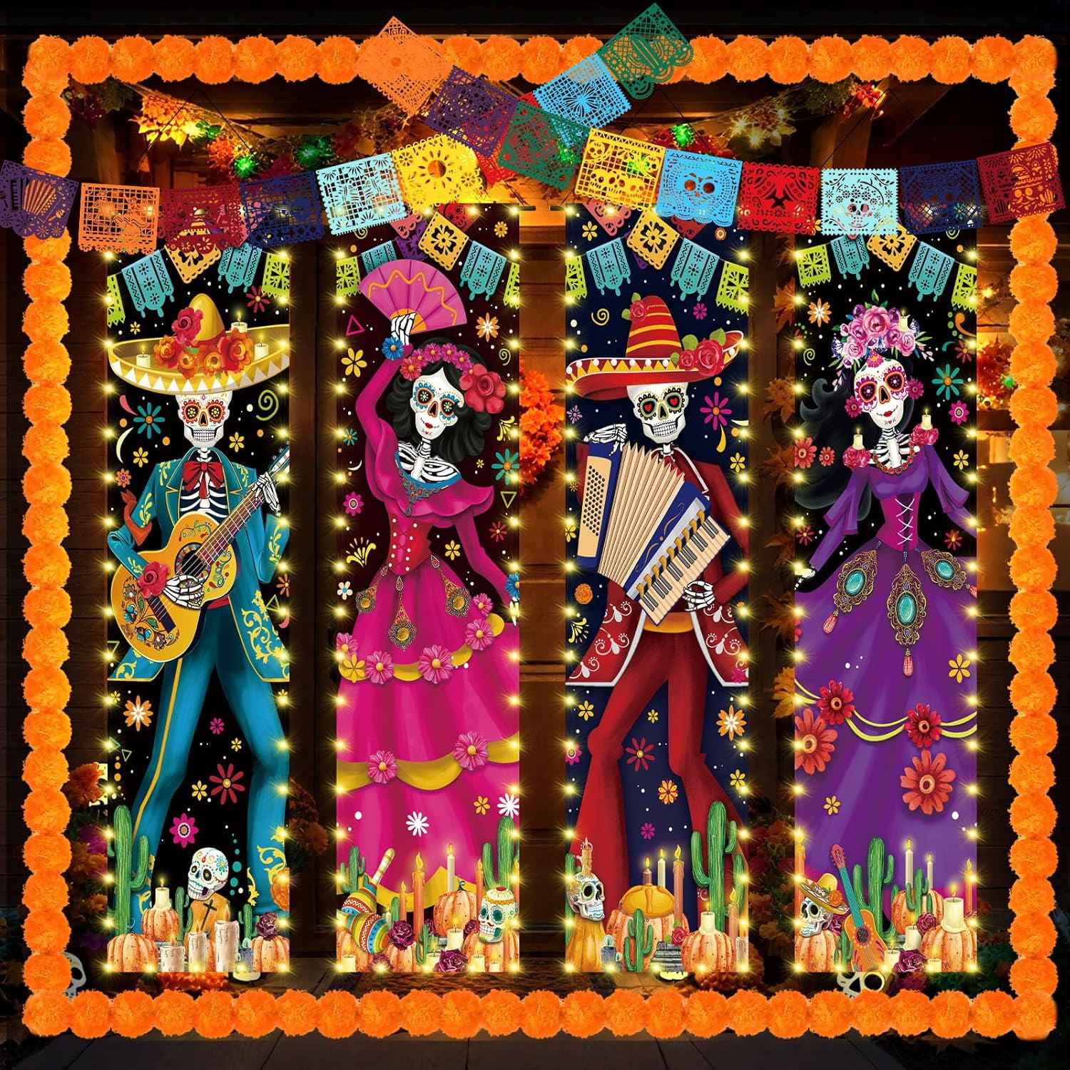 Myst Design 10 Pieces Decorations Dia De Los Muertos Porch Sign Banners ...