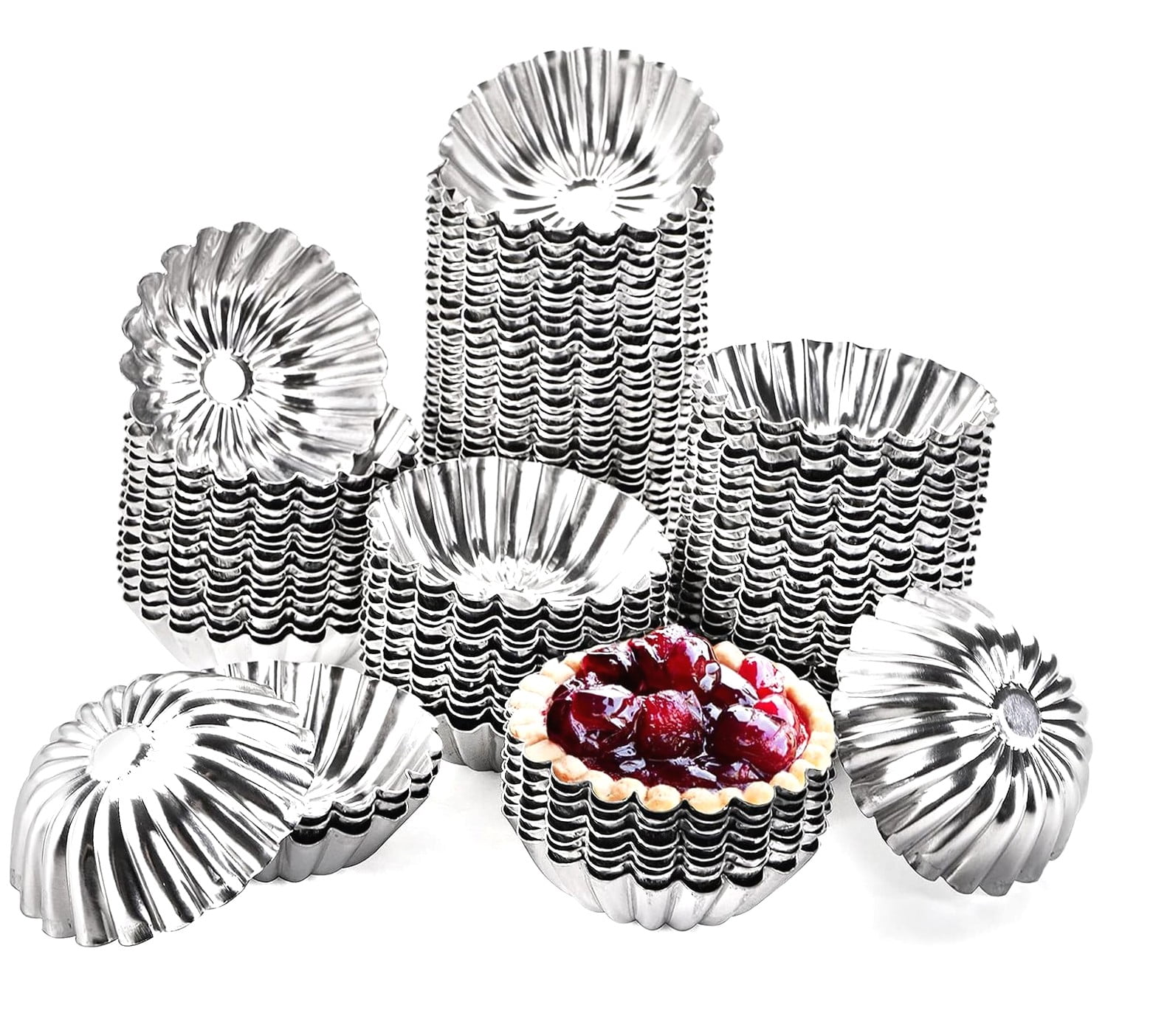 Myst Design 100 PCS Molds for Baking, 3" Pie Pan, Aluminum Brioche ...