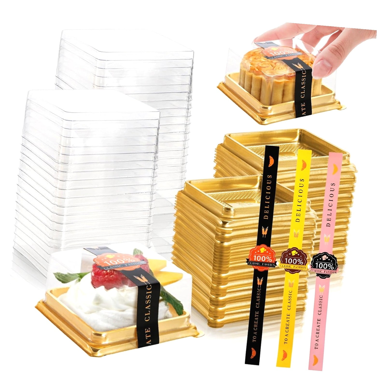 Myst Design 100 Pack 3 Inch Cake Container, Small Clear Plastic Cupcake ...