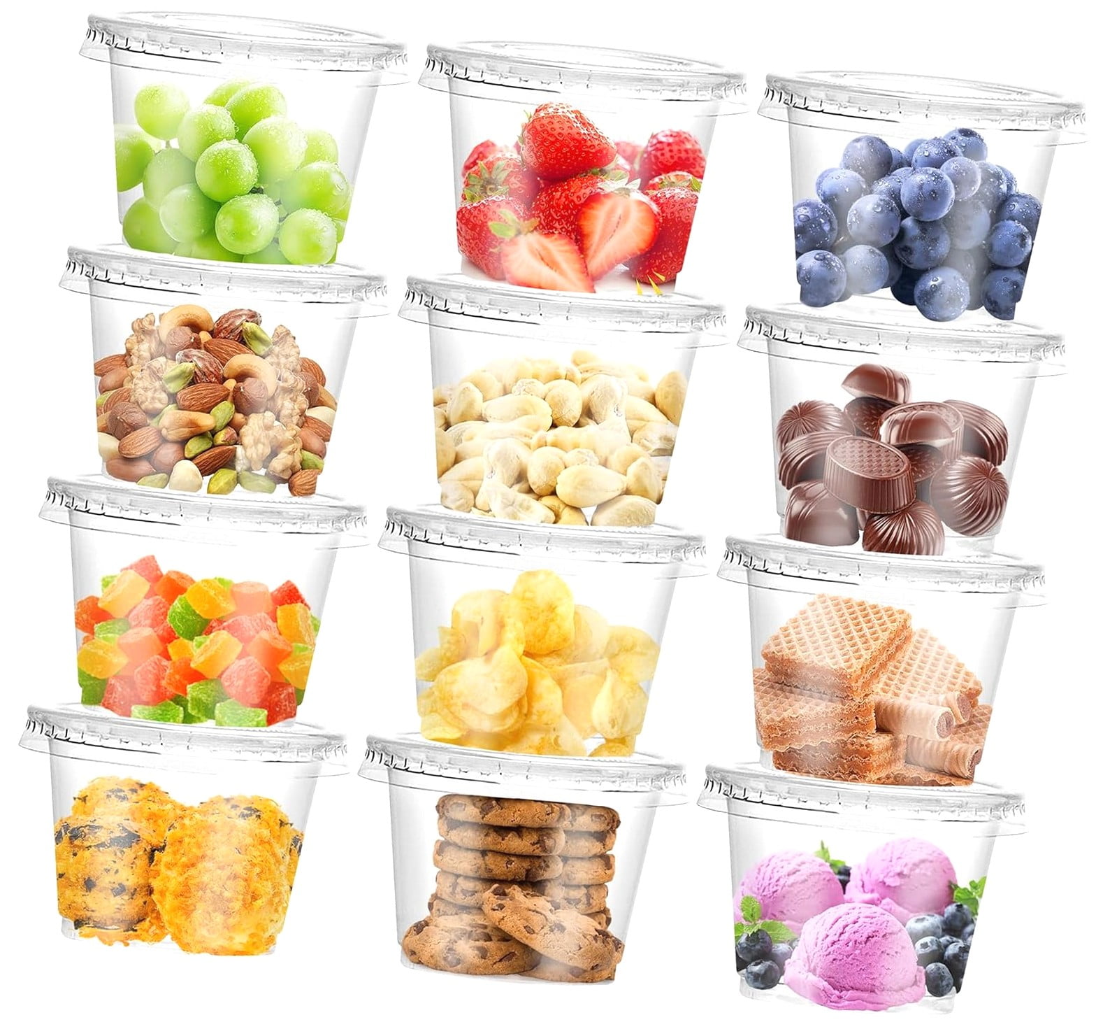 Myst Design 100 Pcs 8 OZ Plastic Cups with Flat , Clear Portion Cups ...