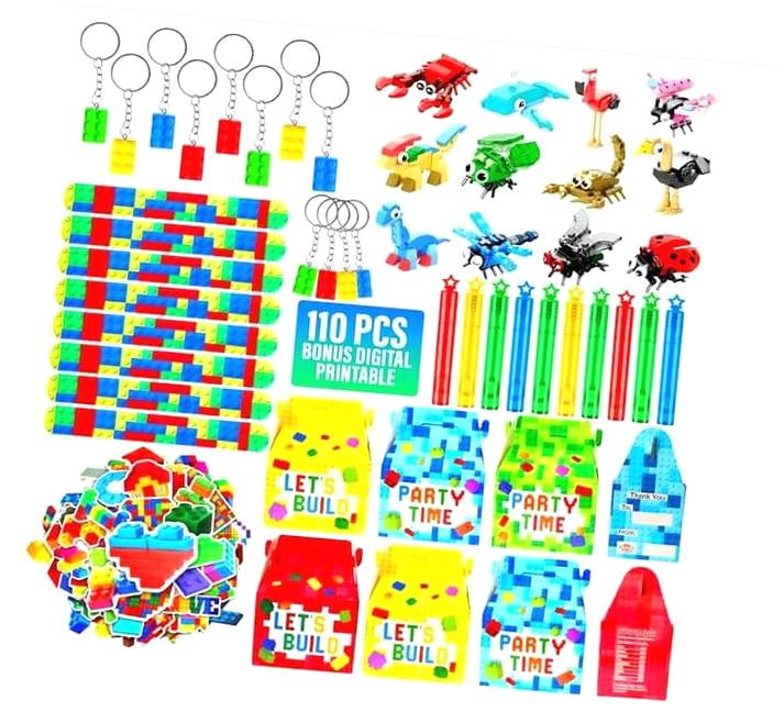 Myst Design 110 Pcs Building Blocks with Keychain Animal Building ...