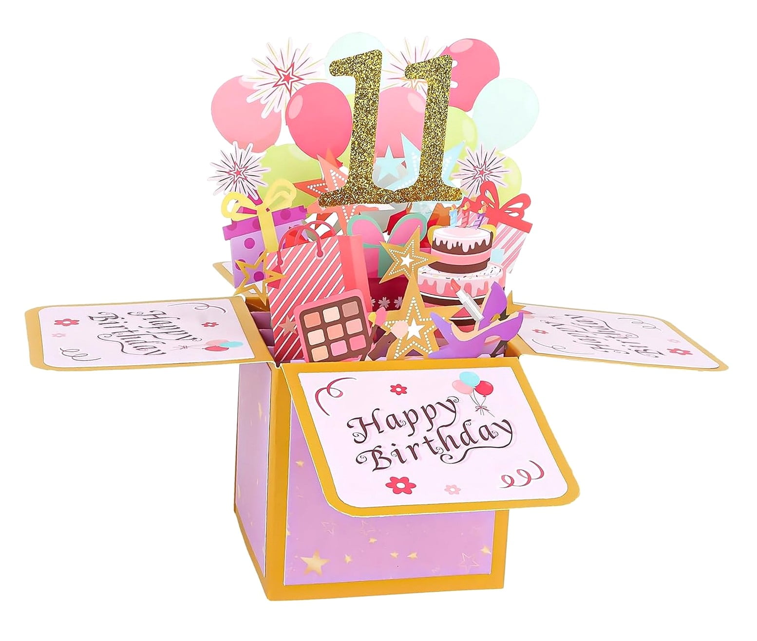 Myst Design 11th Birthday Card for Girls, Happy 11th Birthday 3D ...
