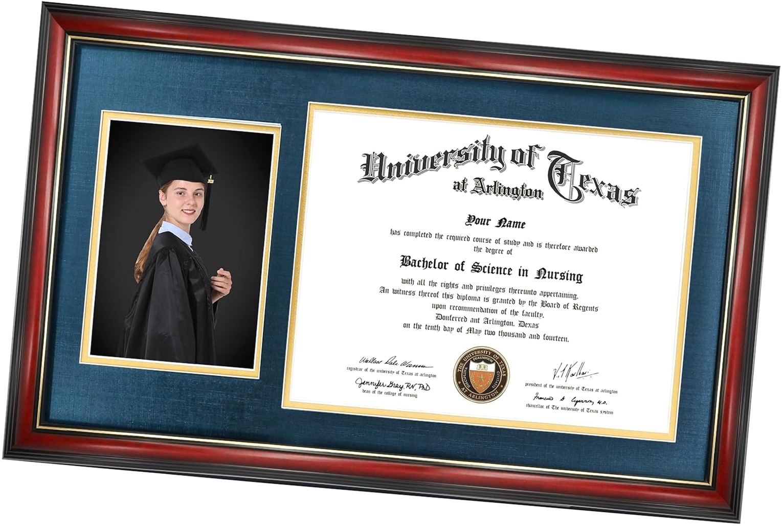 Myst Design 11x19 Cherry Diploma Frame for 8.5x11 Certificate, 5x7 ...