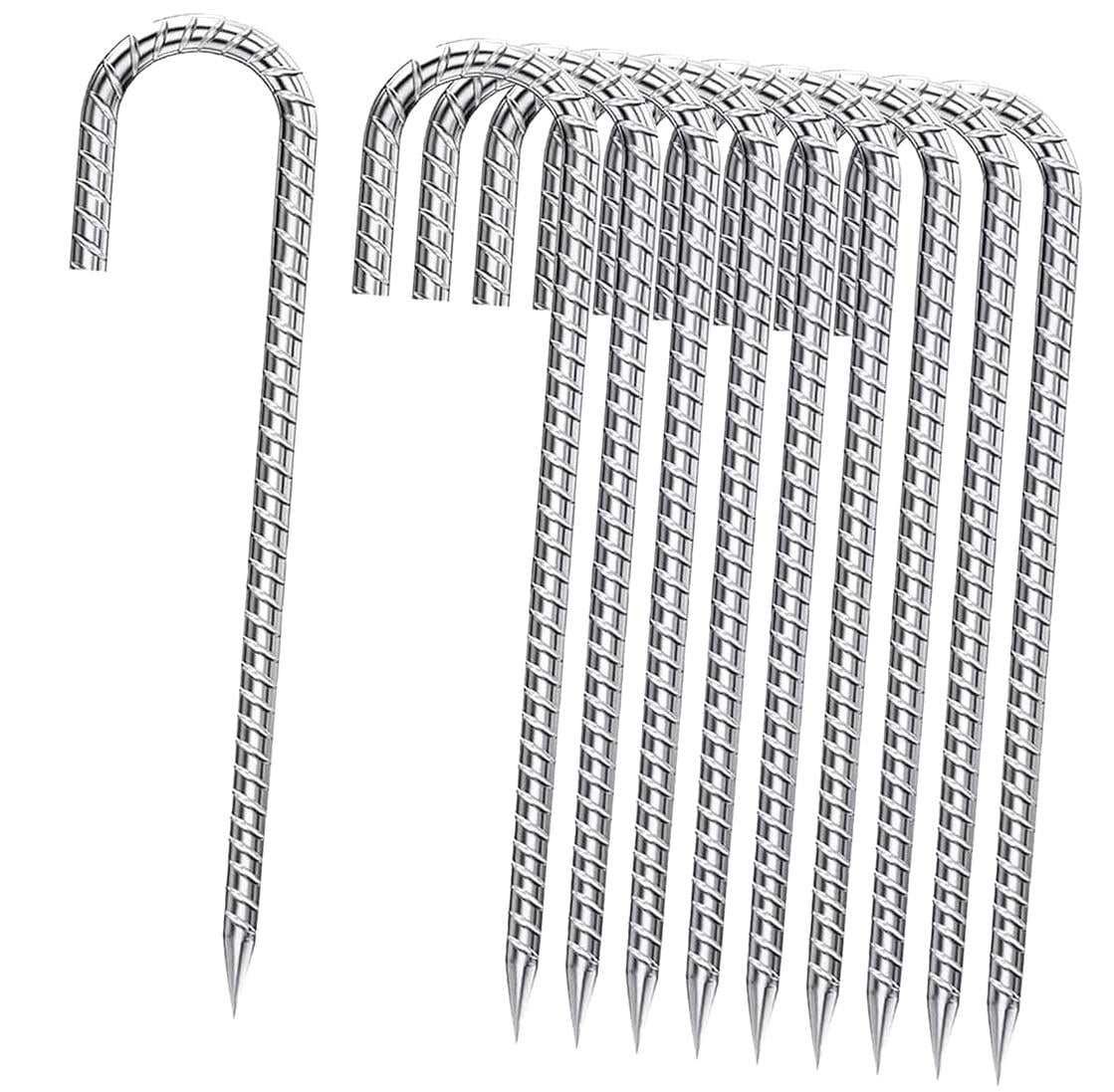 Myst Design 12-Inch Rebar Stakes, J-Hook Galvanized Anti-Rust Ground ...
