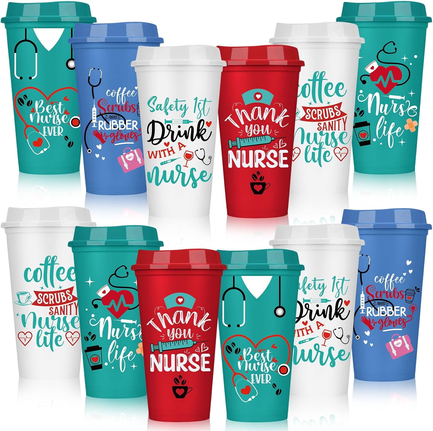 Myst Design 12 Pack Bulk 16 oz Appreciation Holiday Tumblers with Lid ...