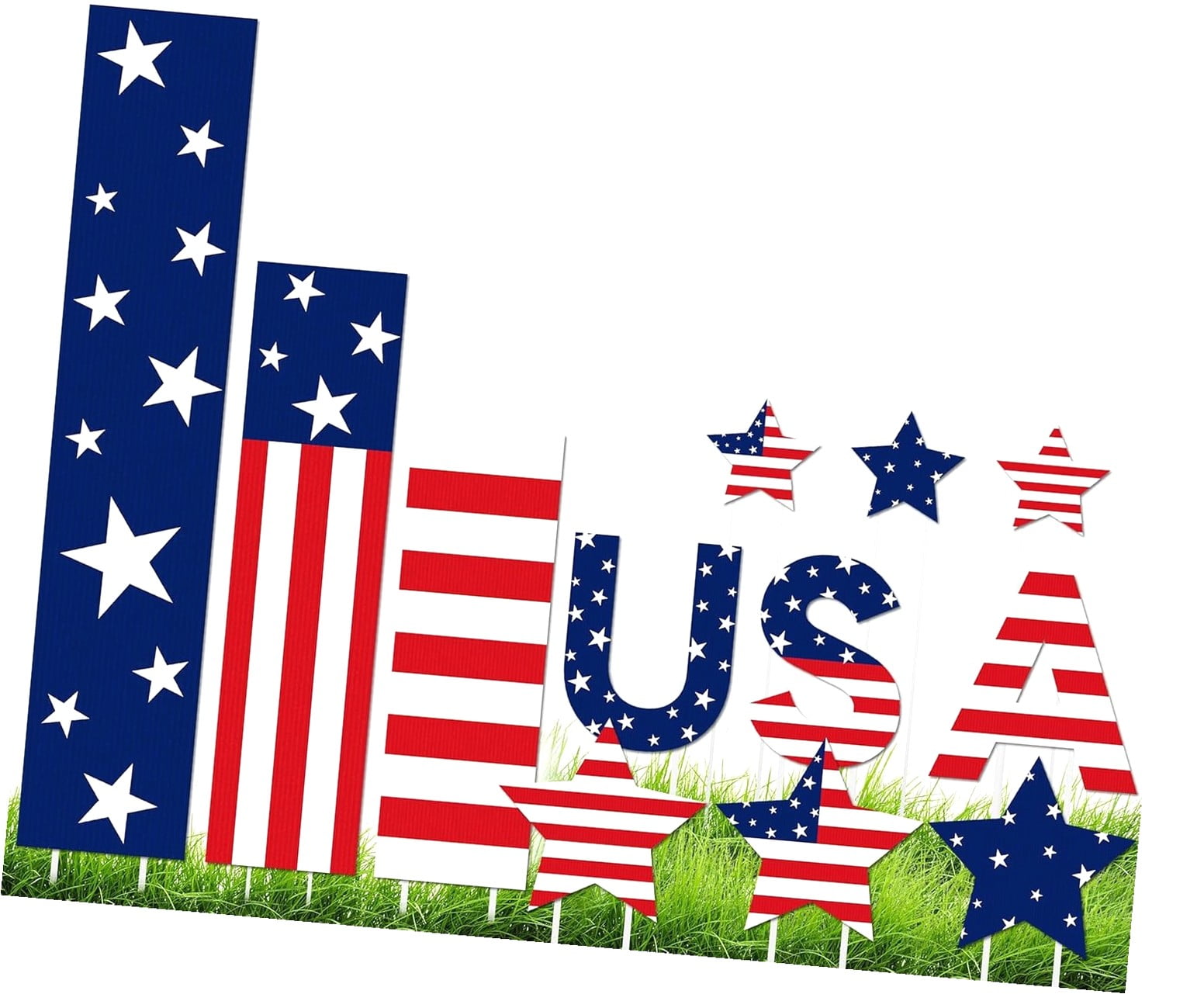 Myst Design 12 Pcs 4th of July Yard Signs Memorial Day Signs ...