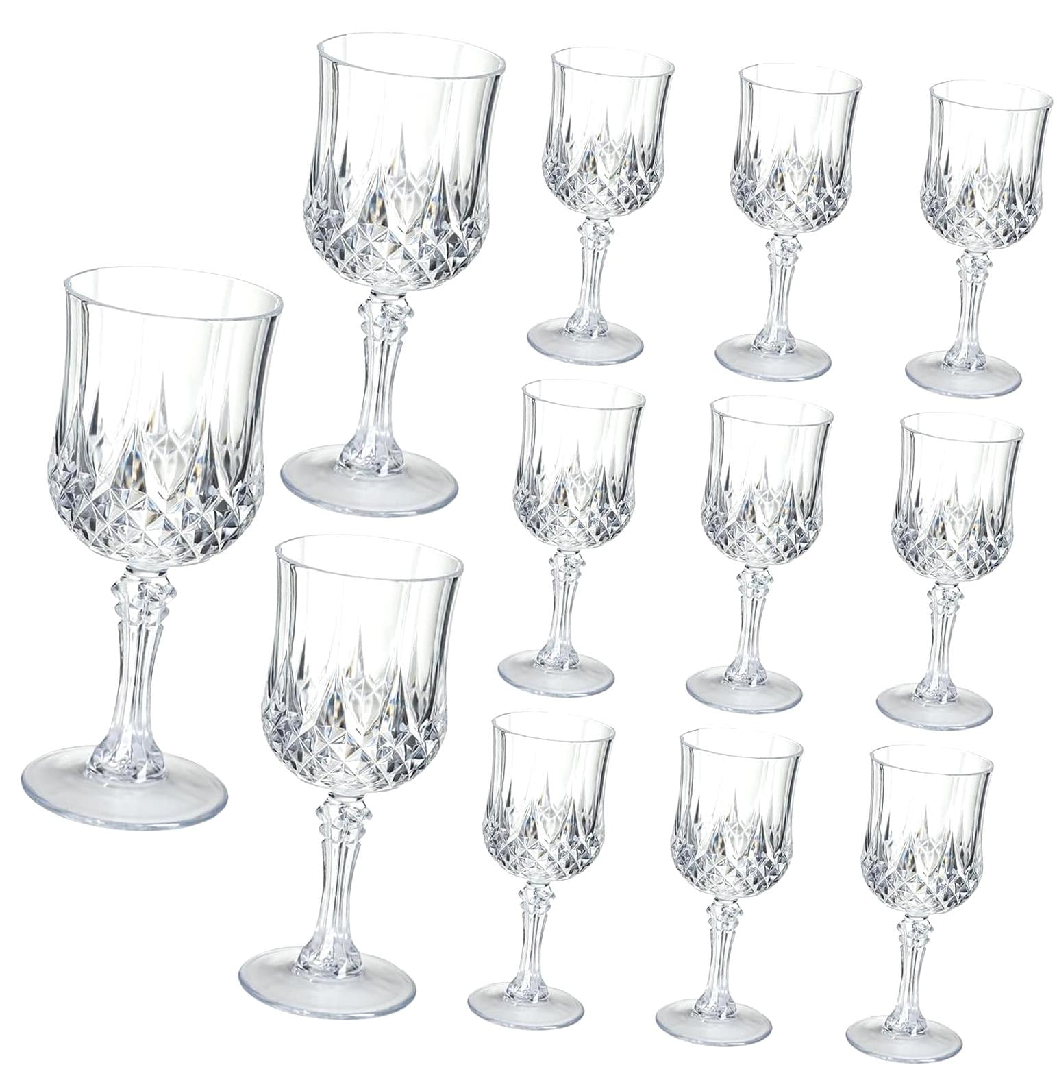 Myst Design 12-Piece Clear Plastic Goblets, Stemmed Party Glasses for ...