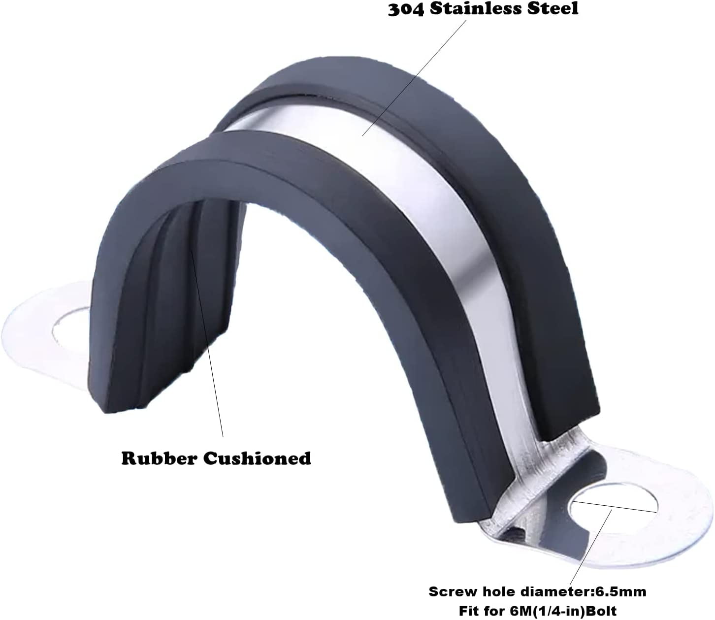 Myst Design 12 Pieces 40mm Rubber Pipe Strap with 304 Steel Rubber ...