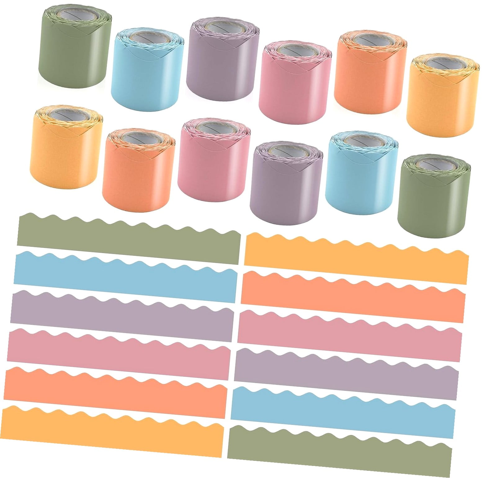 Myst Design 12 Rolls 393.6 Feet Bulletin Borders Sets Scalloped Borders ...