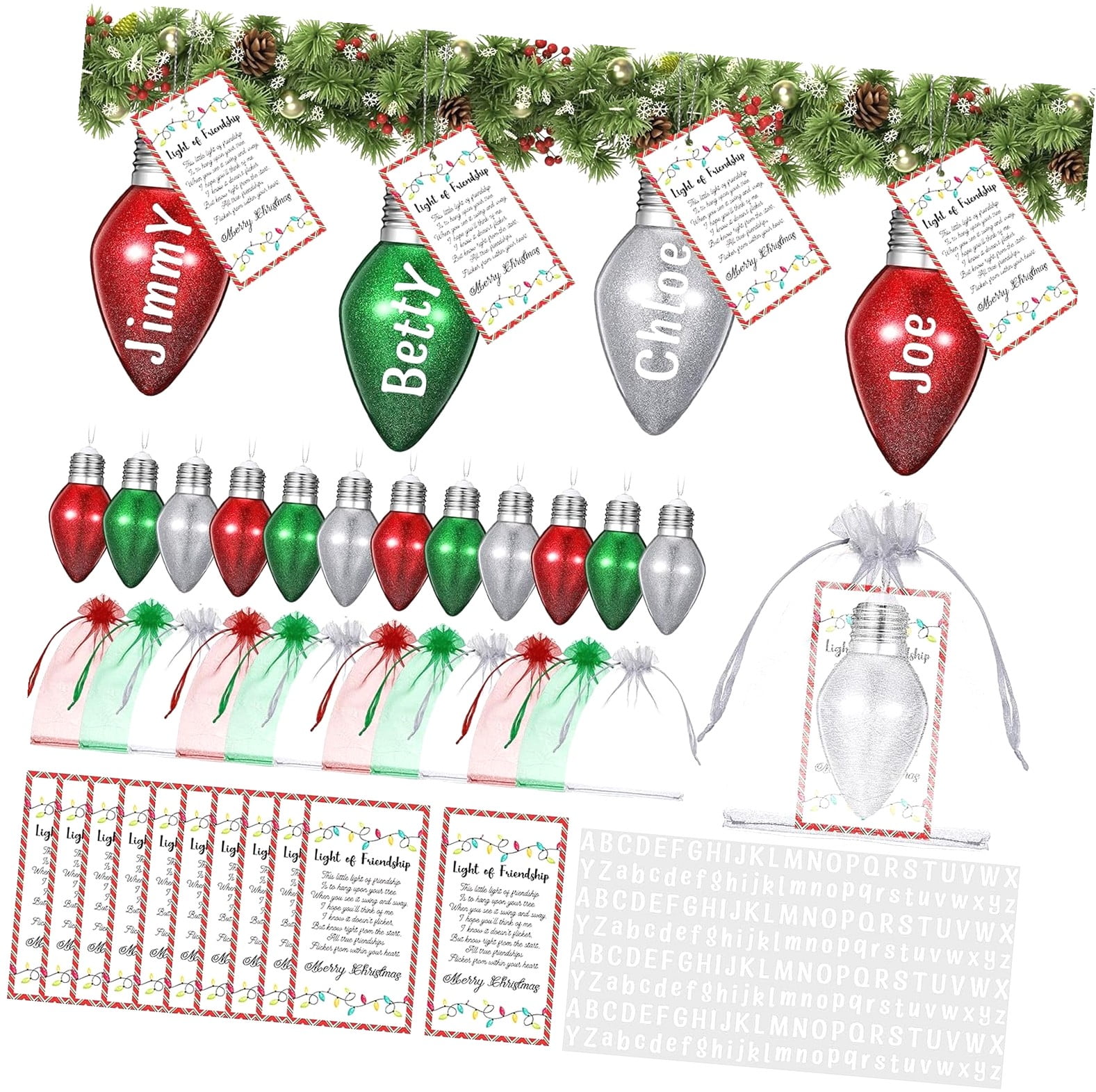Myst Design 12 Sets Friendship , Glitter Light Bulb Friends with Letter ...