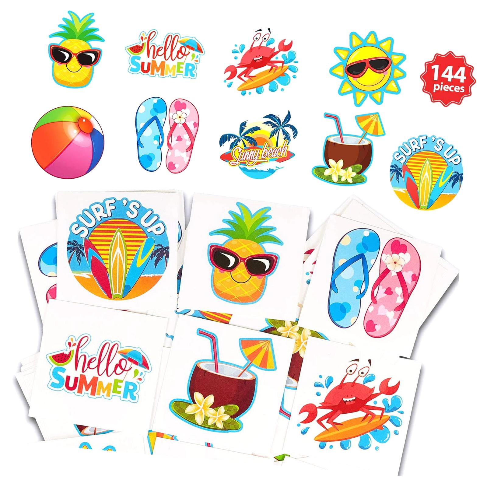 Myst Design 144 Pieces Summer Pool Beach Tattoo Hawaiian Luau Tropical ...