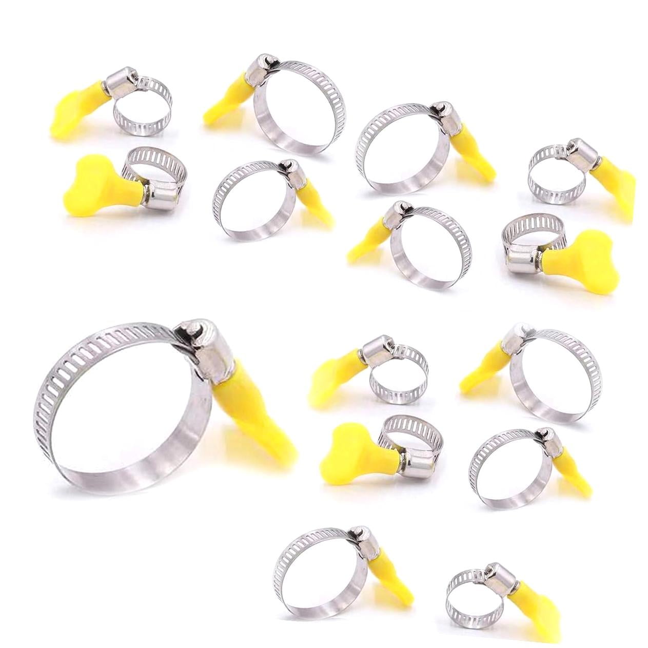 Myst Design 15-Pack Steel Hose Clamps (Yellow), Adjustable Thumb Screw ...