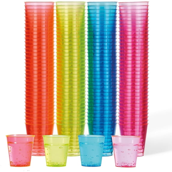 Myst Design 150 Neon Plastic Shot Glasses (1 oz), Party Shot Cups for ...