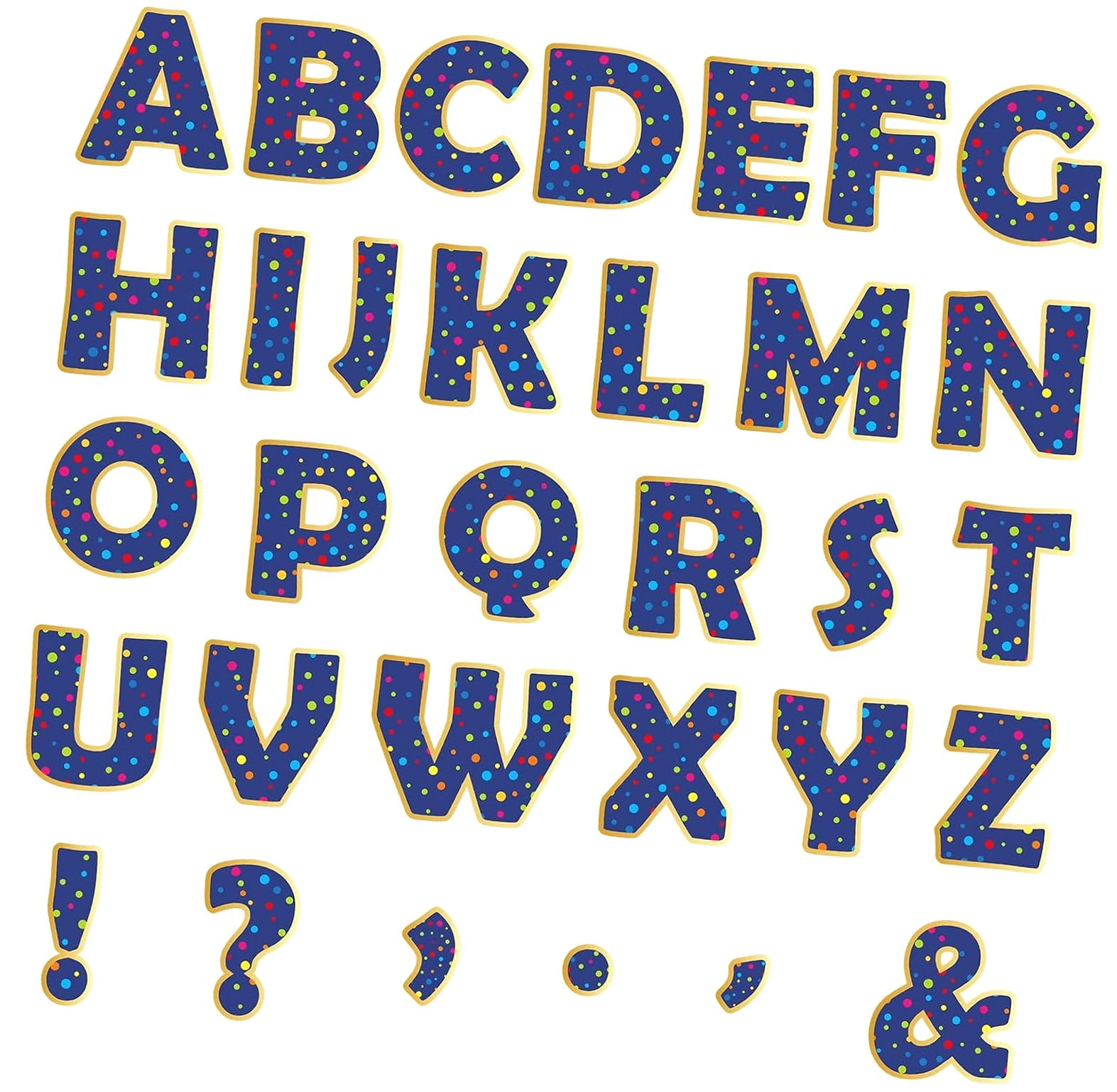 Myst Design 150 PCS Large 6" Bulletin Letters Set, Blue with Polka Dot ...