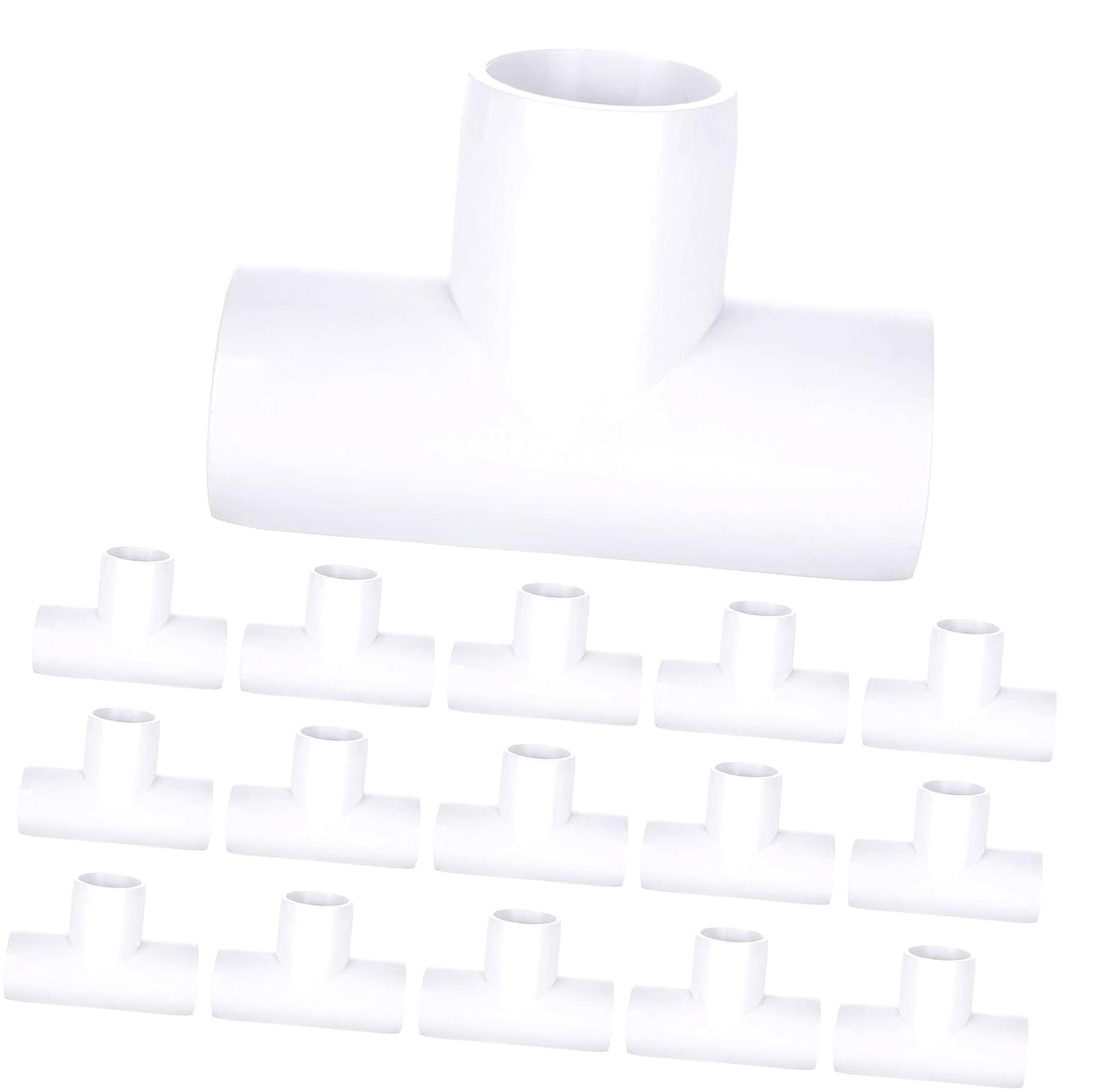 Myst Design 16-Piece 1 Inch PVC Tee Pipe Fitting Adapter, 3-Way PVC ...