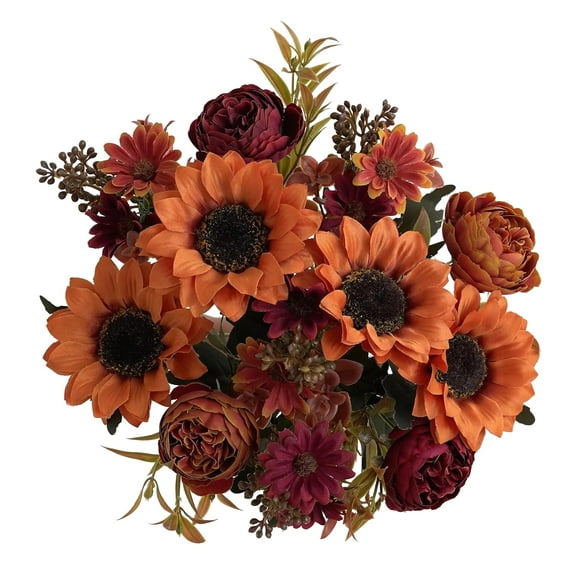 Myst Design 2 Bunches Artificial Fall Sunflowers, Fake Silk Fall ...