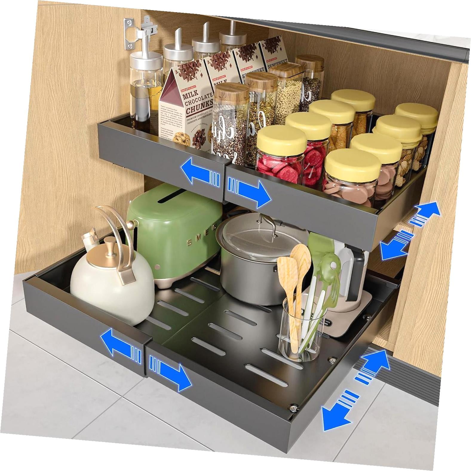 Myst Design 2 Pack 21'' Deep Pull Out Cabinet Organizer Expandable ...