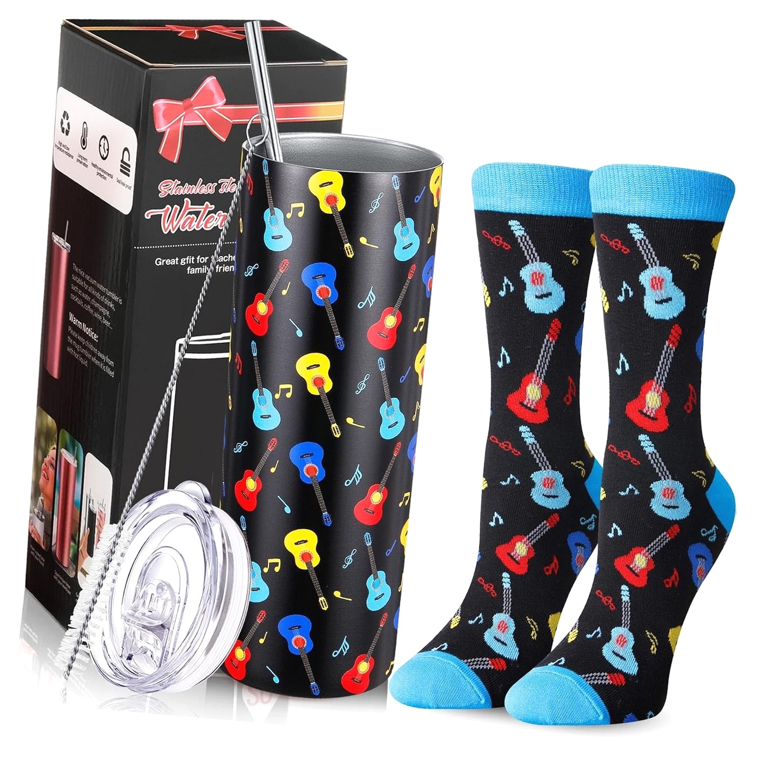 Myst Design 2-Piece Music Teacher 2025 Guitar Socks 20 oz Skinny Guitar ...