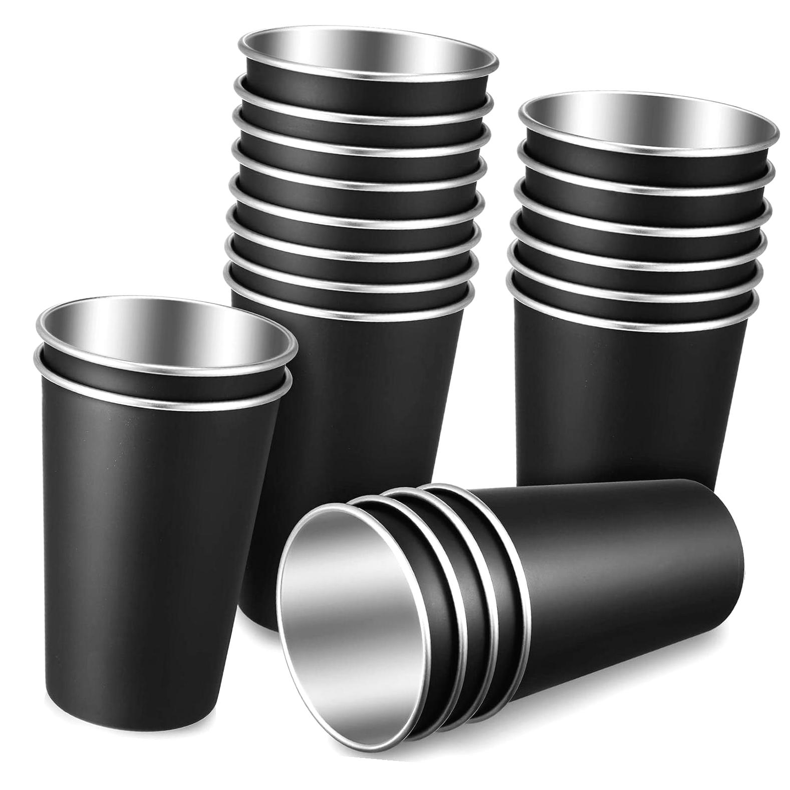 Myst Design 20 Pack 16 oz Steel Pint Cups Metal Cups Unbreakable ...