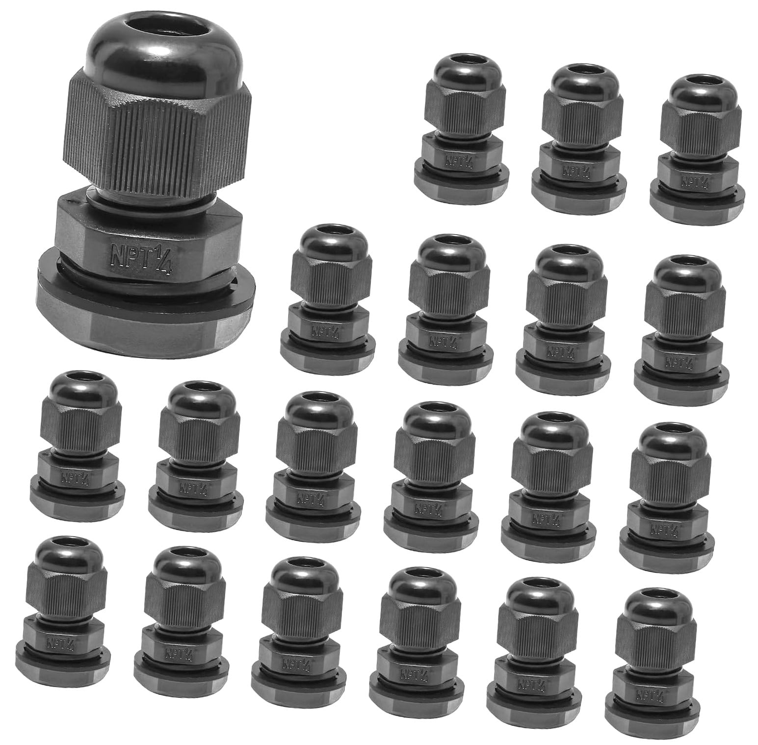 Myst Design 20 Pcs 1/4" NPT Nylon Cable Glands, IP68 Cord Grip Cable ...