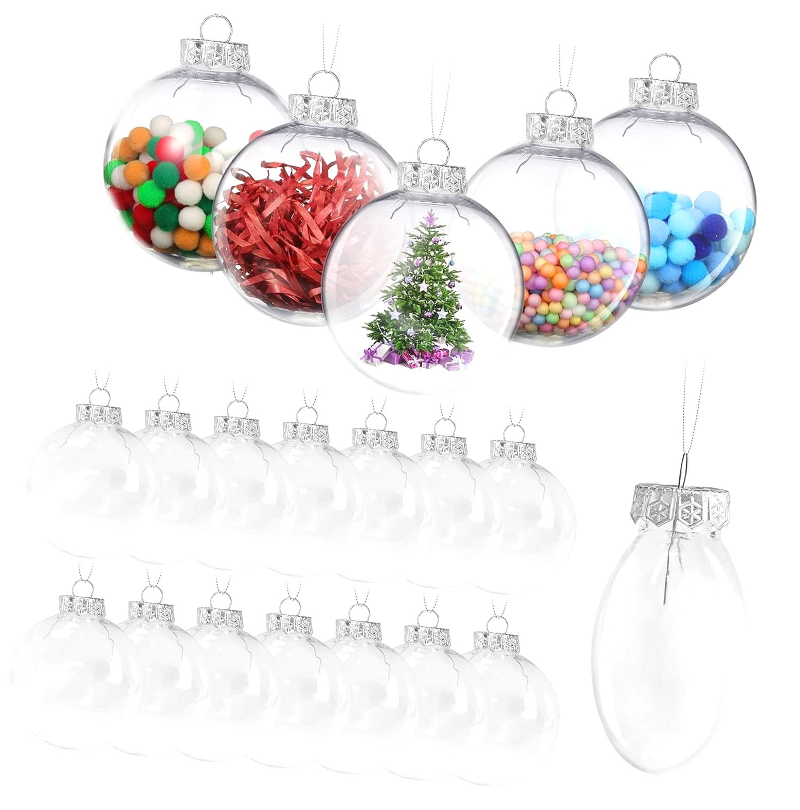 Myst Design 20 Pieces Clear Plastic Fillable Balls, 2.36 Inch Ornament ...