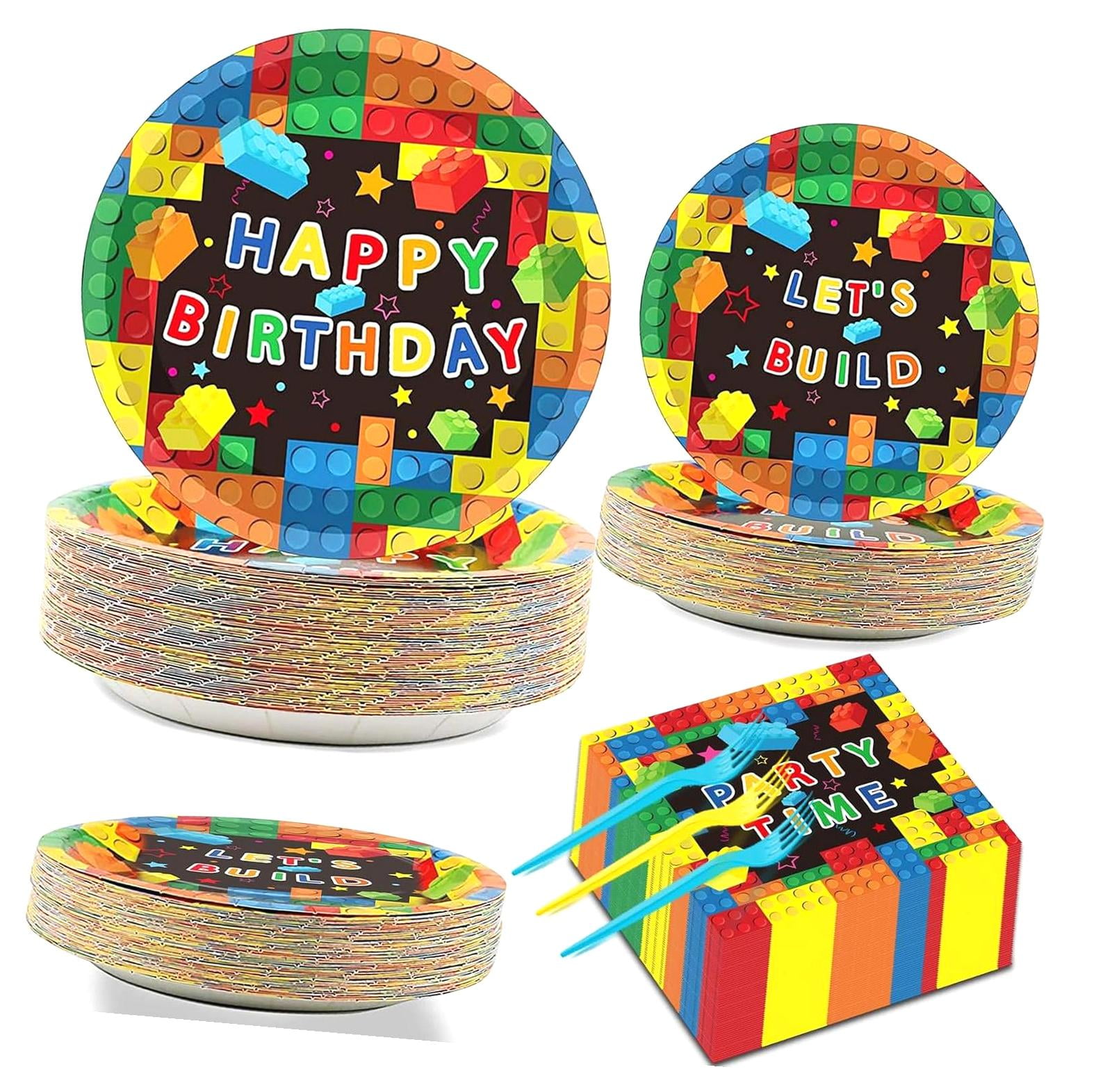 Myst Design 200 Pcs Building Blocks Birthday Party Supplies Paper ...