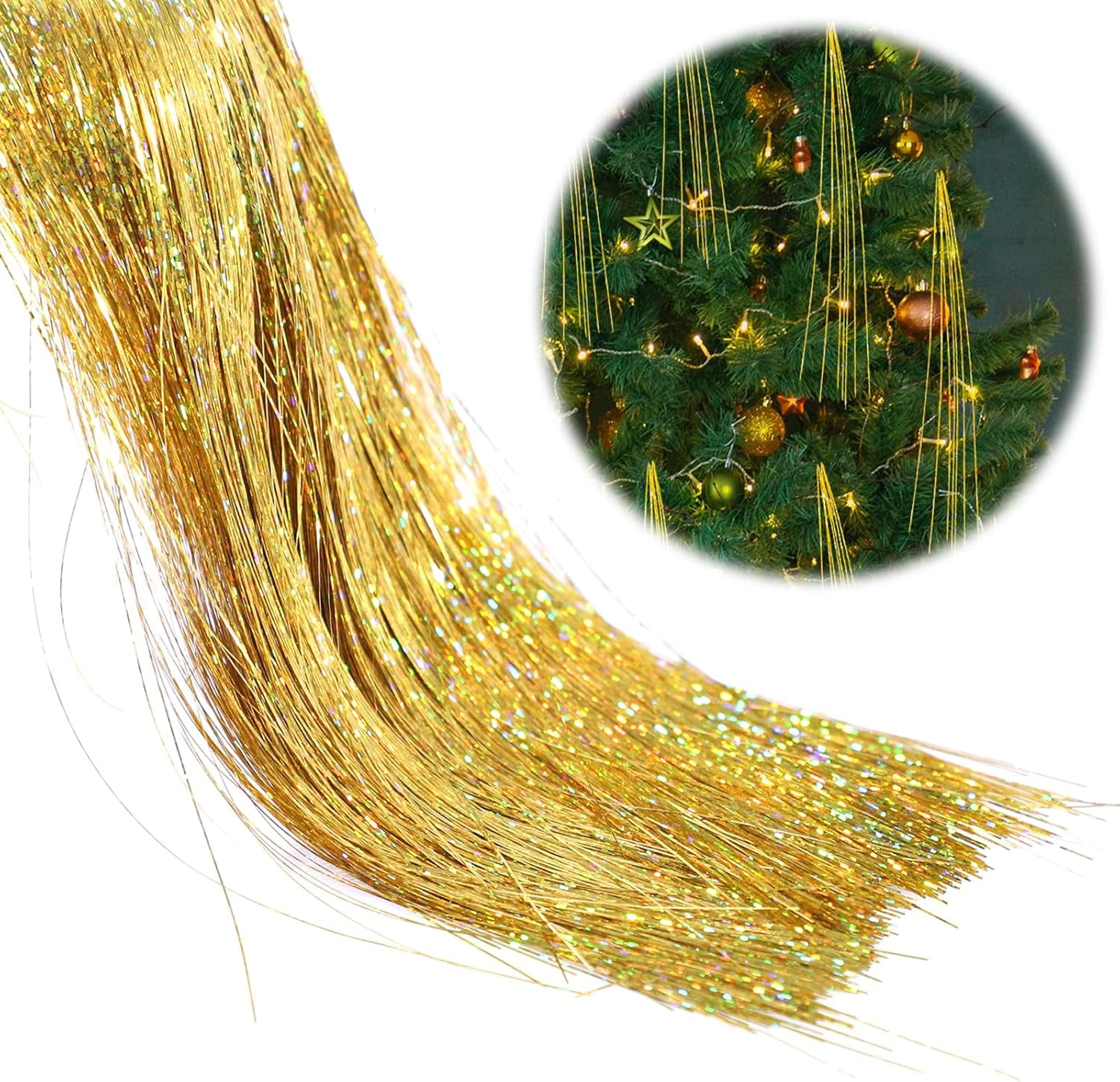 Myst Design 2000pcs Tinsel Icicle Strands, Christmas Tree Tinsel ...