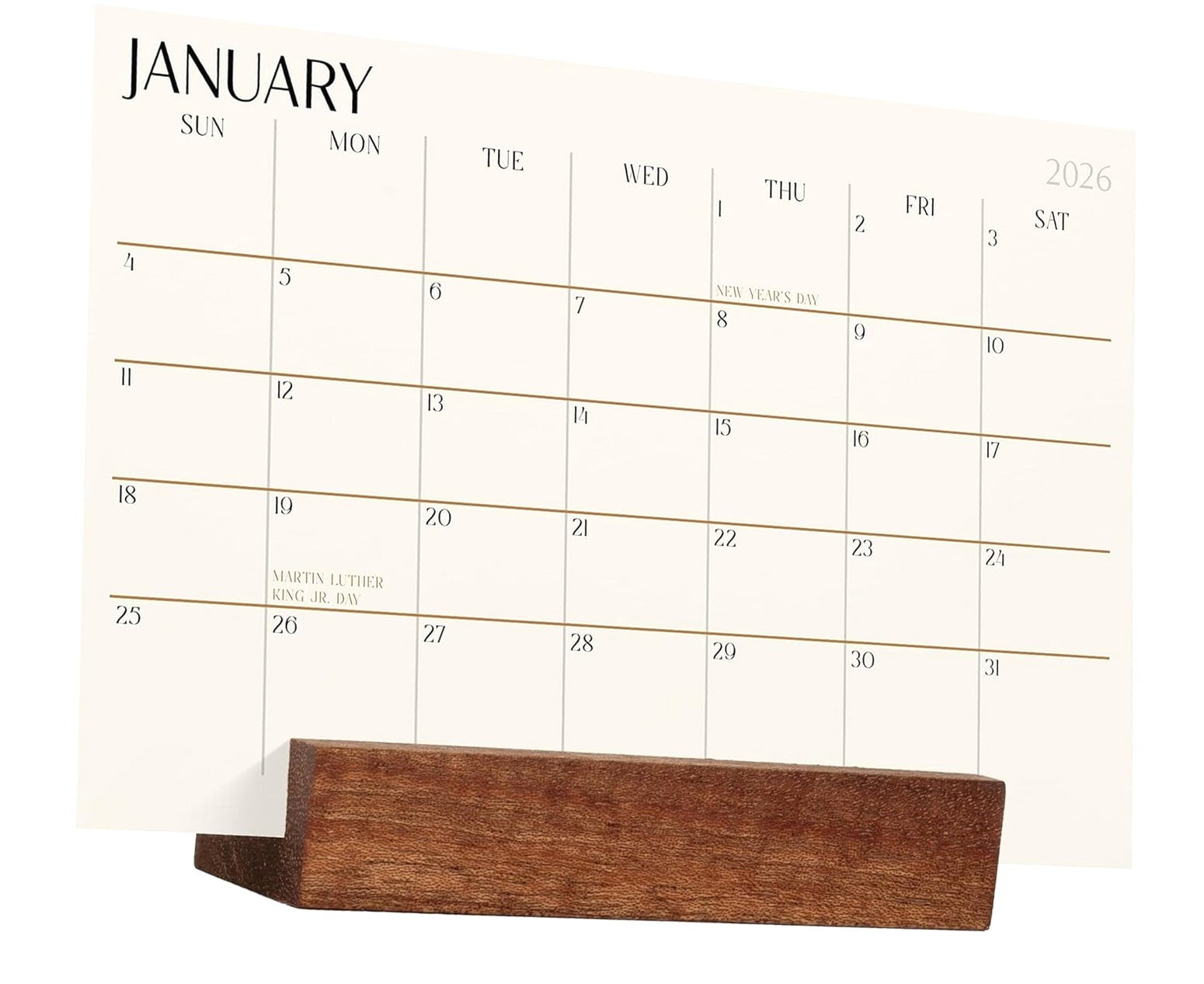 Myst Design 2026-2027 Desk Calendar Two-Year Calendar with Wood Stand ...