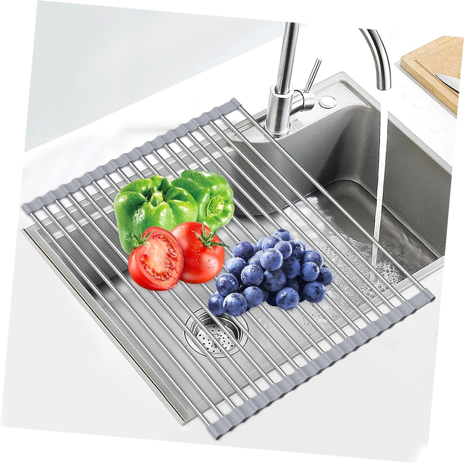 Myst Design 23.7" Extra Large Dish Drying Rack, Expandable Roll Over ...