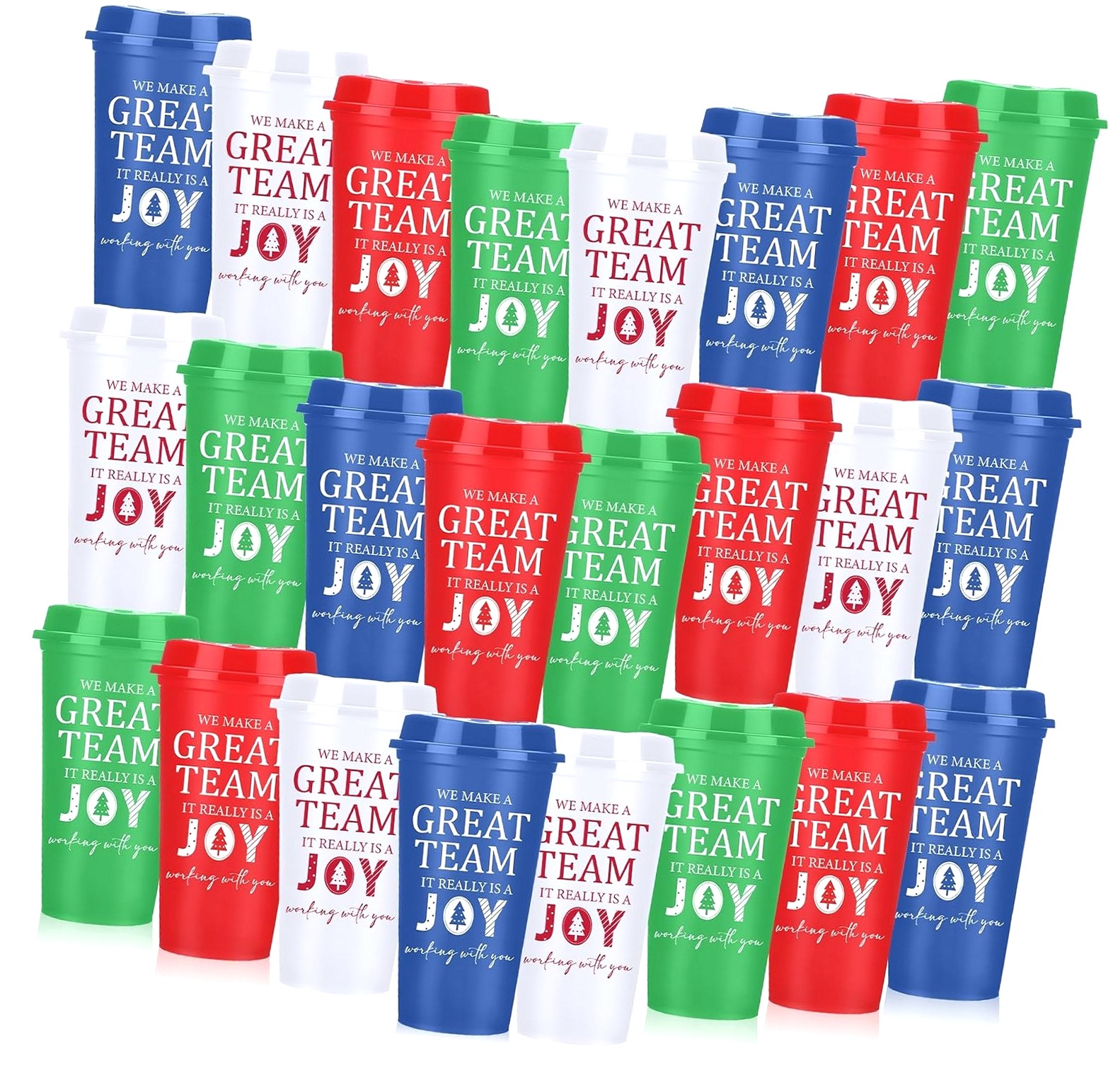Myst Design 24 Pcs Christmas Team Xmas Thank You Cups 16oz Plastic ...