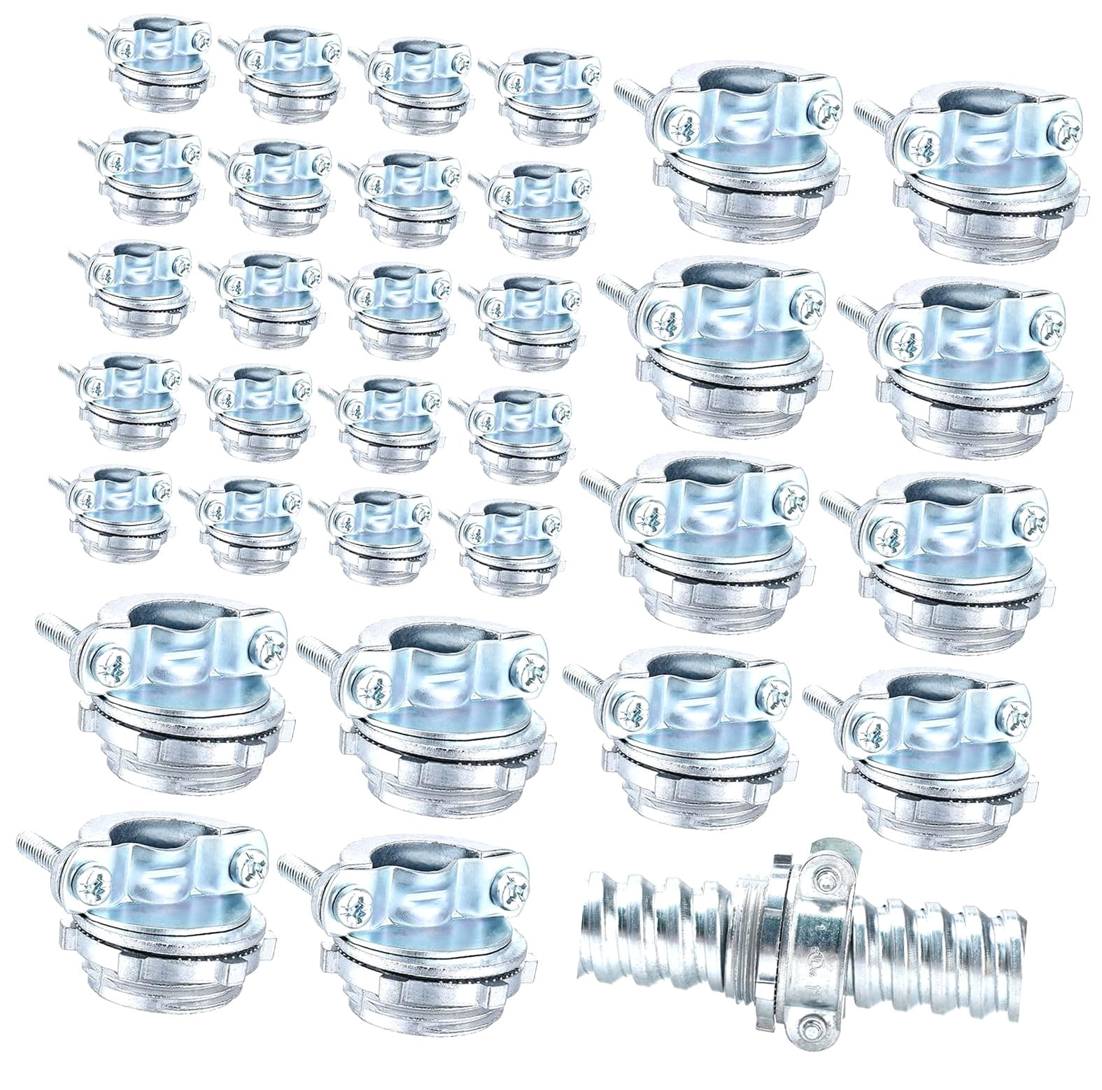 Myst Design 24 Pcs Clamp Type Cable Connectors 1" 3/4" 3/8" Electrical ...