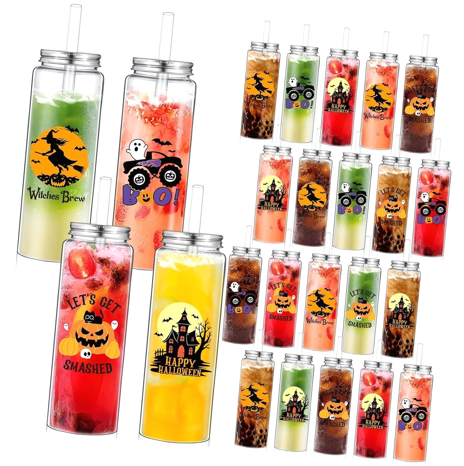 Myst Design 24 Pcs Large Plastic Cups with oz Spooky Party Plastic Cups ...