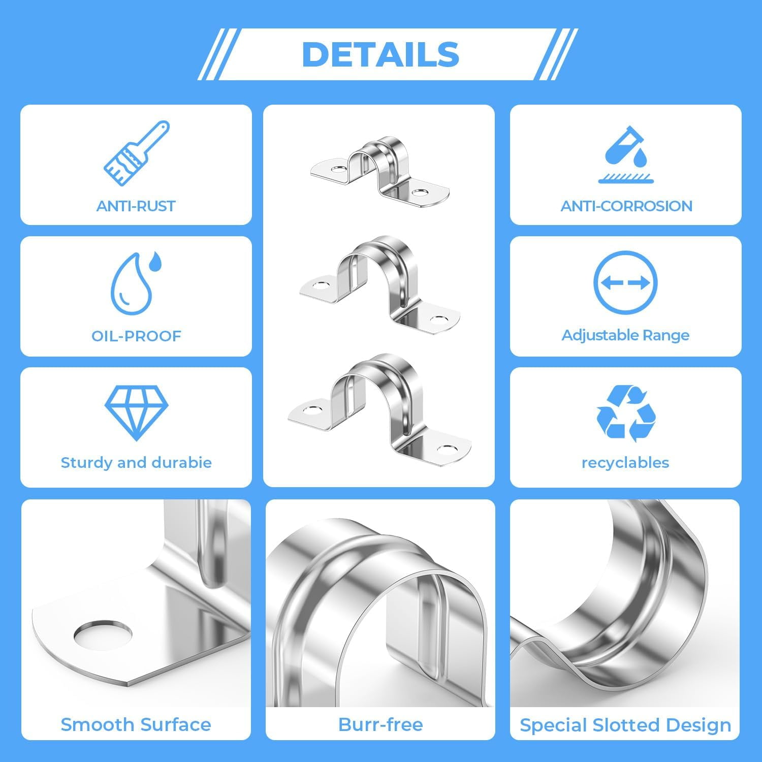 Myst Design 24Pcs 2 9/16 Inch (65mm) 304 Steel Conduit Clamps, U-Shaped ...