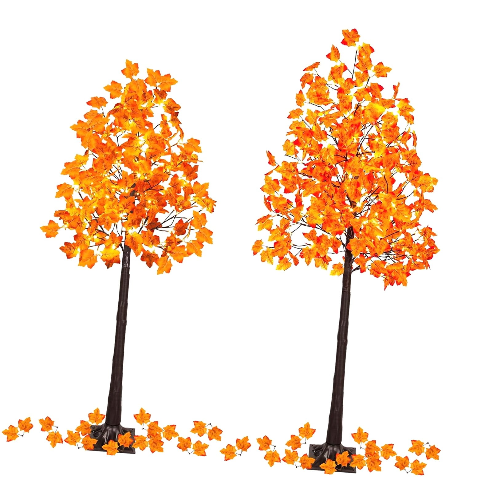 Myst Design 2Pack 5FT+6FT Artificial Lighted Maple Tree, Light Fall ...