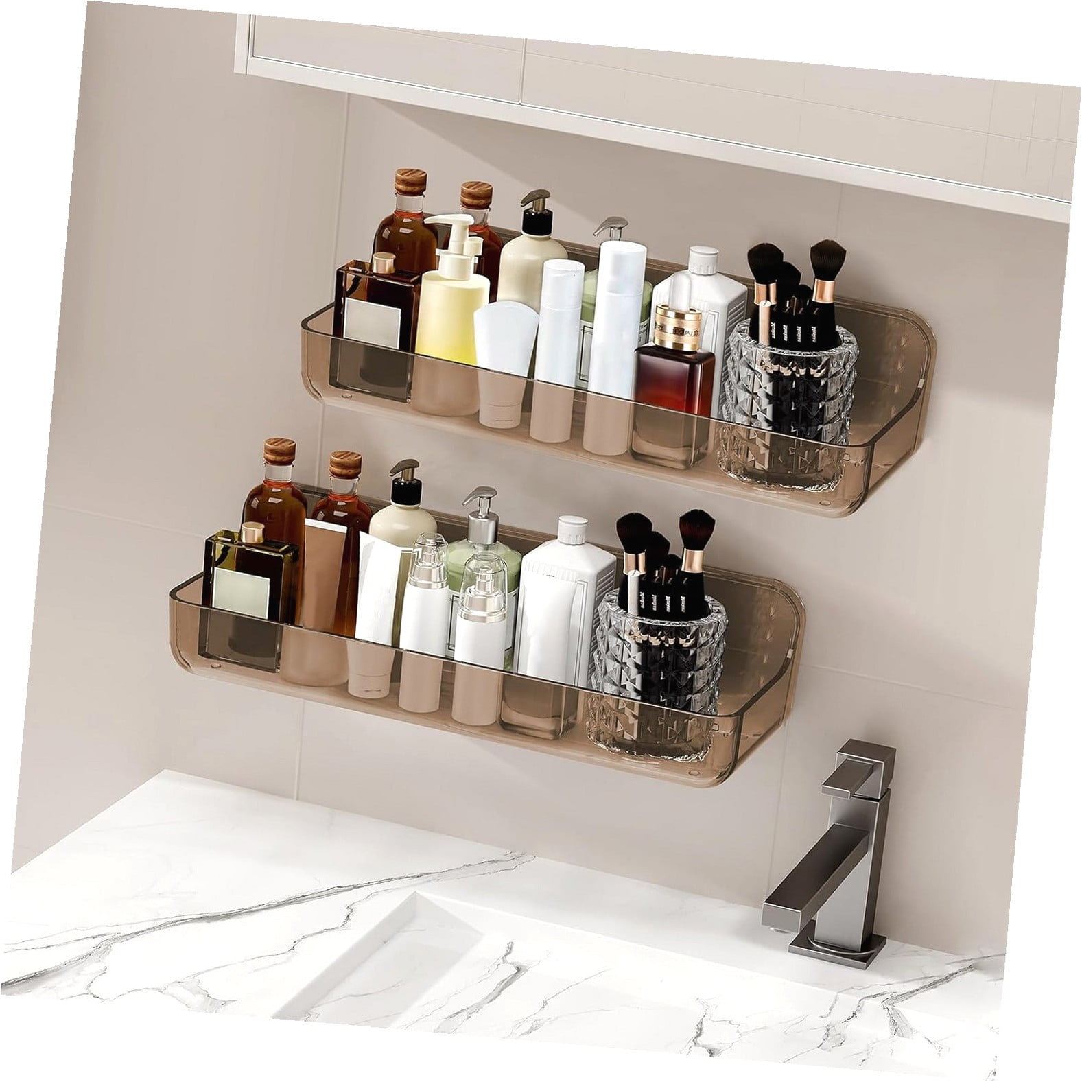 Myst Design 2pc Acrylic Wall Mounted Shower Caddy, Adhesive Mount, for ...