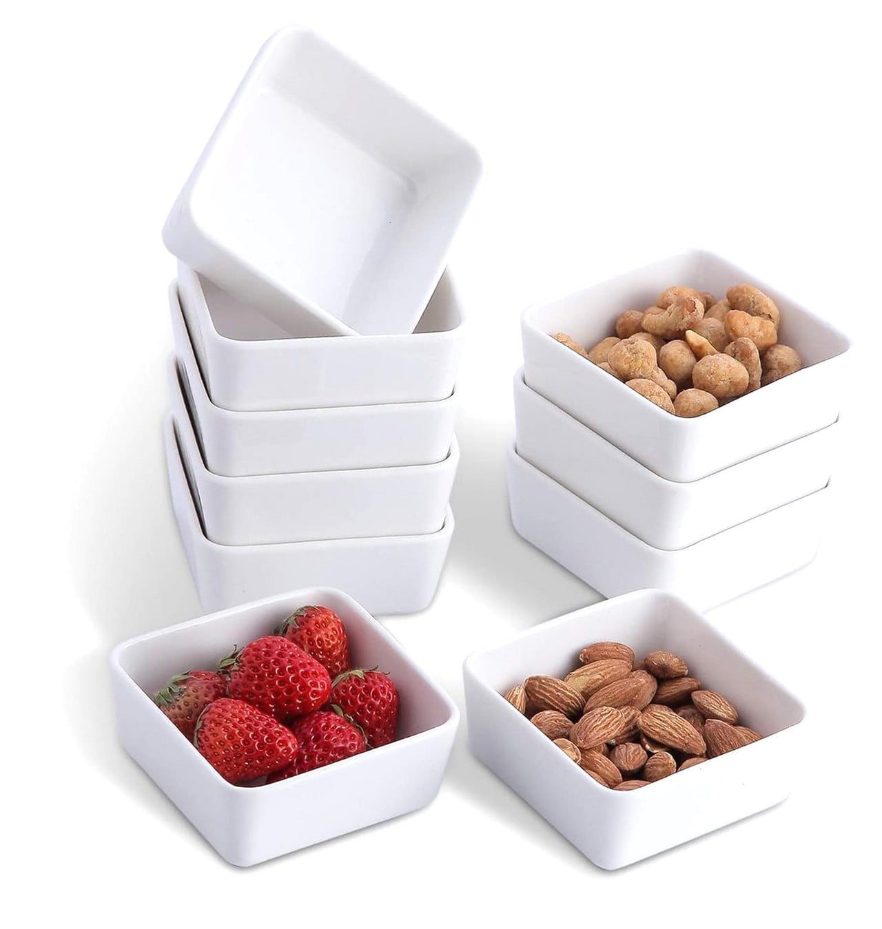 Myst Design 3.5 Inch Square Ramekins Set of 10, 6 oz Porcelain Ramekins ...