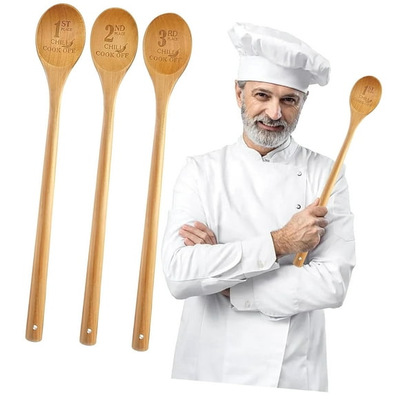 Myst Design 3-Piece Chili Cook-Off Wooden Spoon Golden Award Prize Set ...