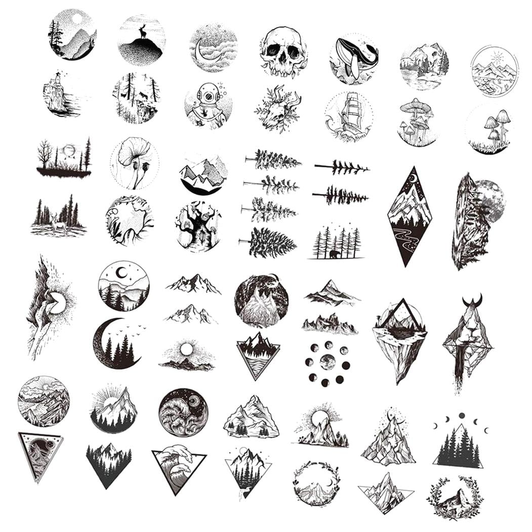 Myst Design 30 Sheets Mountain And Space Themed , Hand And Face Tattoo ...
