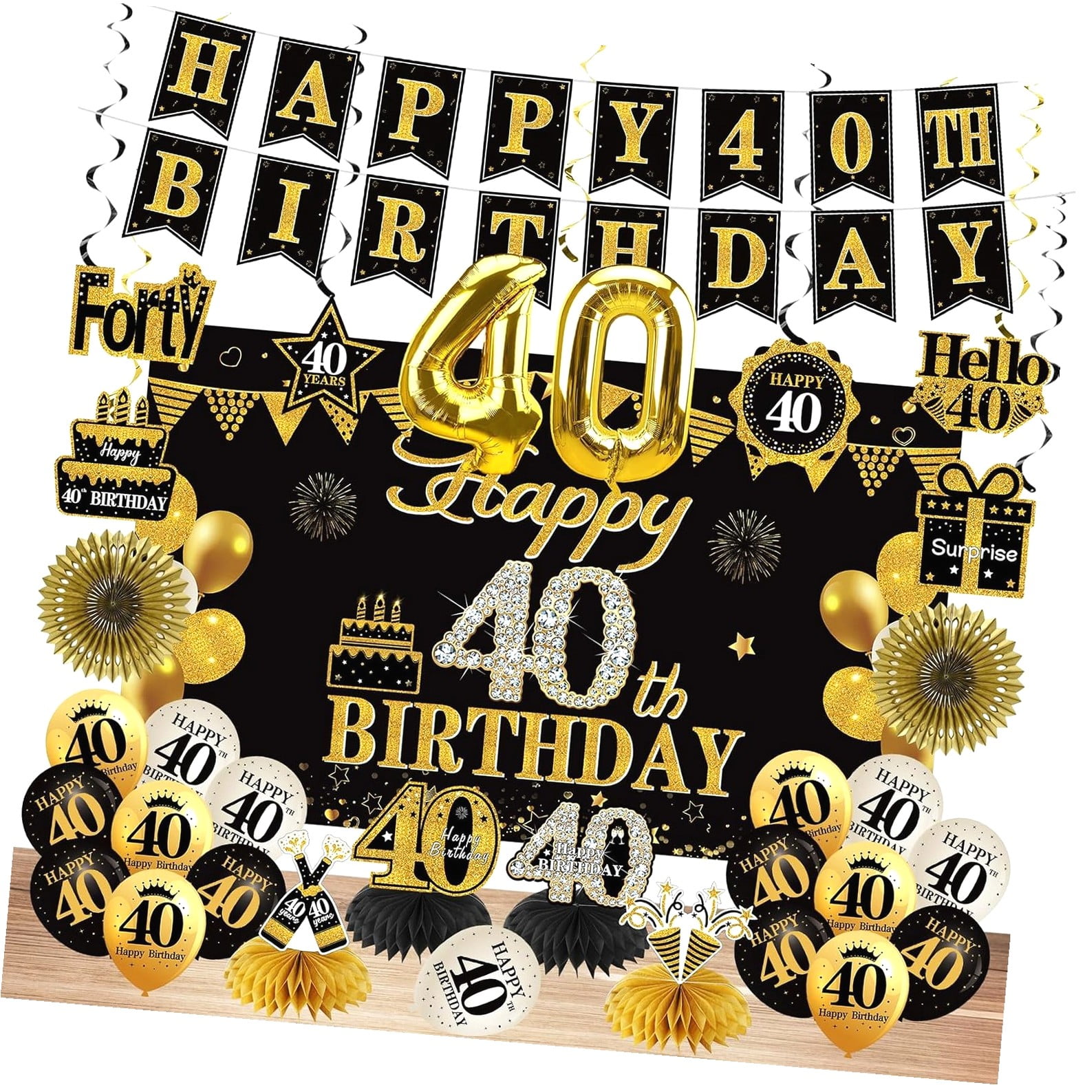 Myst Design 33PCS 40th Birthday Decorations Kit for Parties, Happy 40 ...