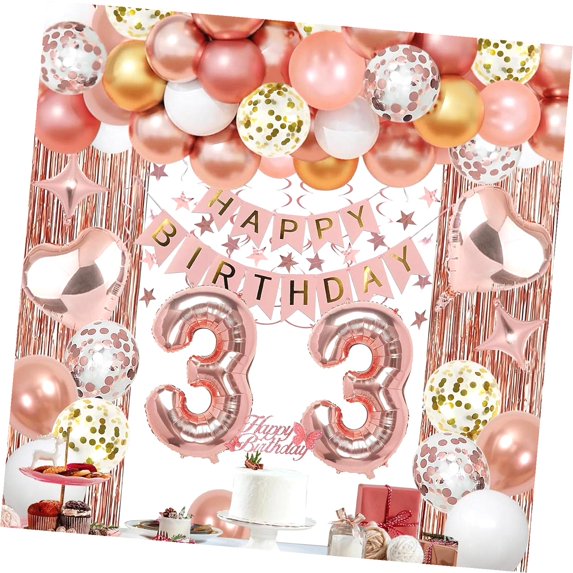 Myst Design 33rd Rose Birthday Party Decorations for Girls, Rose Banner ...