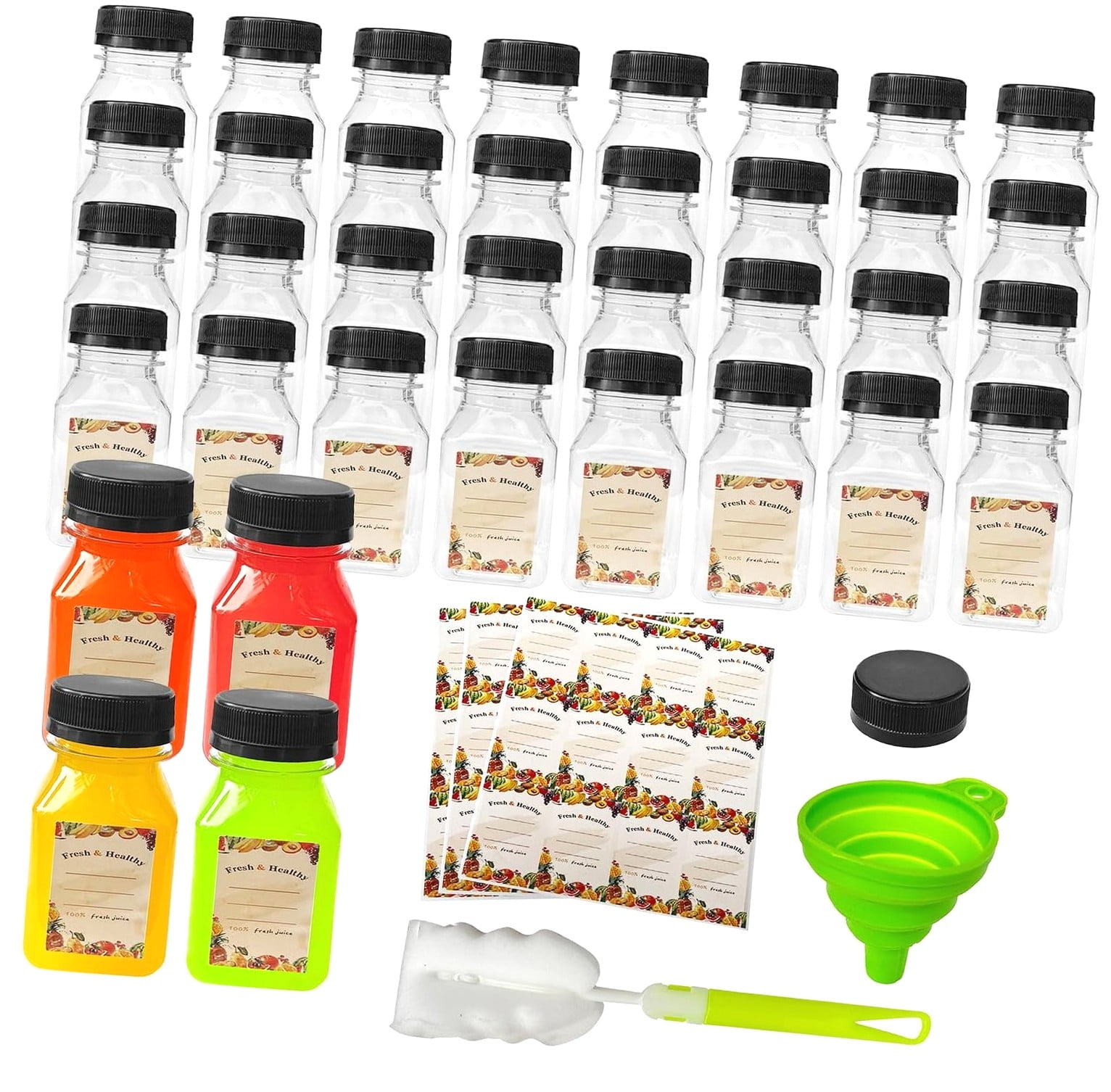 Myst Design 36 pieces 4 oz Plastic containers with , Small Shot Bottles ...