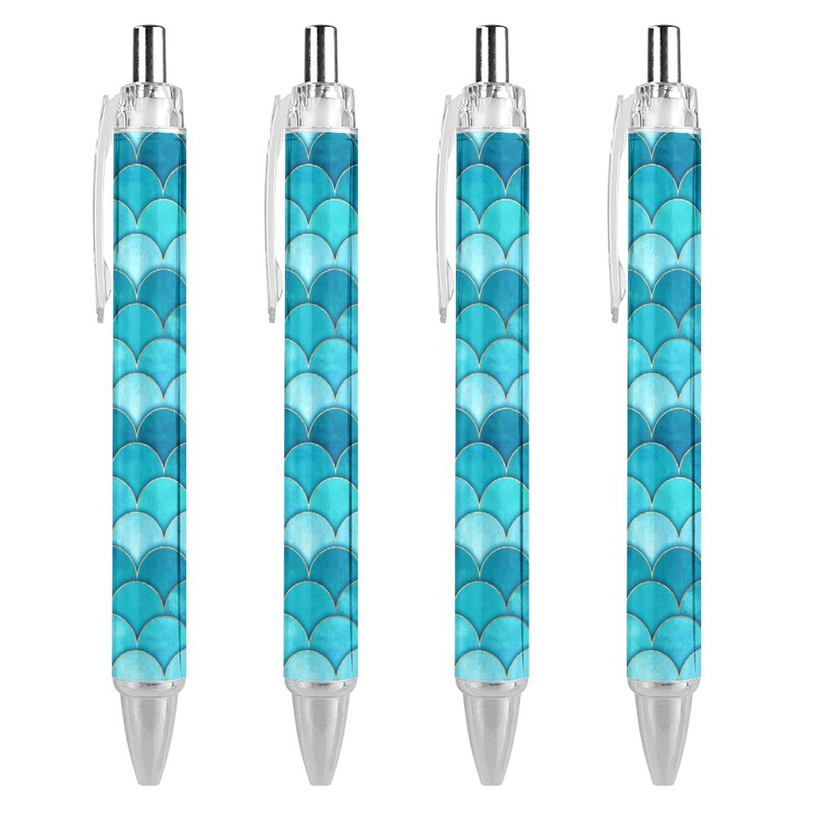 Myst Design 4 PCS Ballpoint Pen Black Ink Ball Pen, Mermaid Fish Scale ...