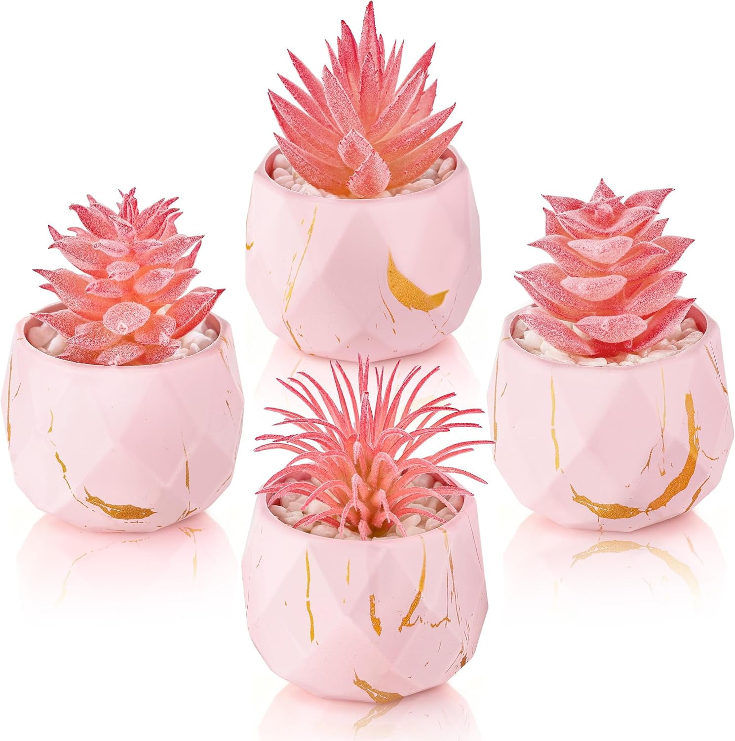 Myst Design 4 Packs Fake Small Succulents Artificial for Bathroom ...