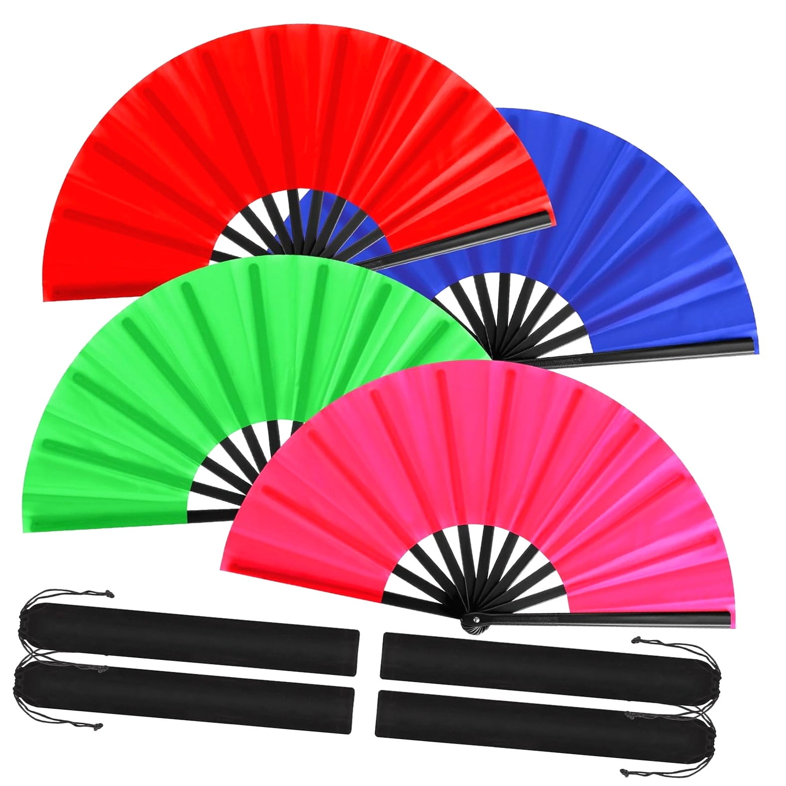 Myst Design 4 Pcs 11 Inch Large Folding Hand Fans for Line Dancing ...