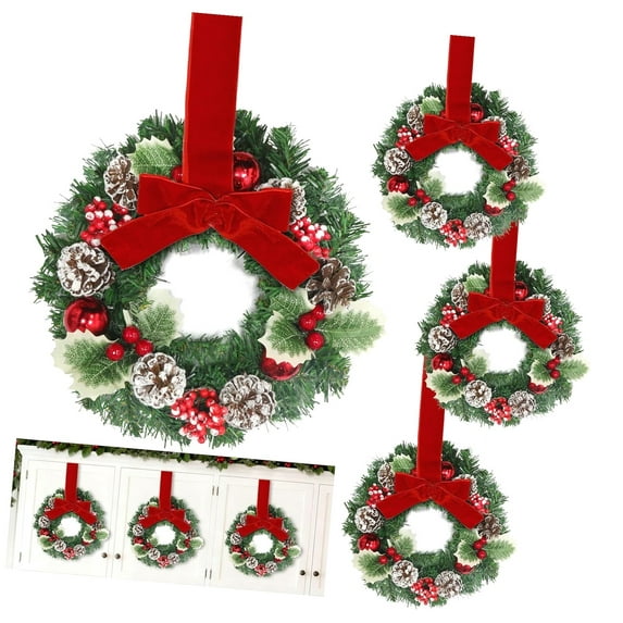 Myst Design 4 Pcs 12 Inch Small Christmas Wreath Door Wreath with ...